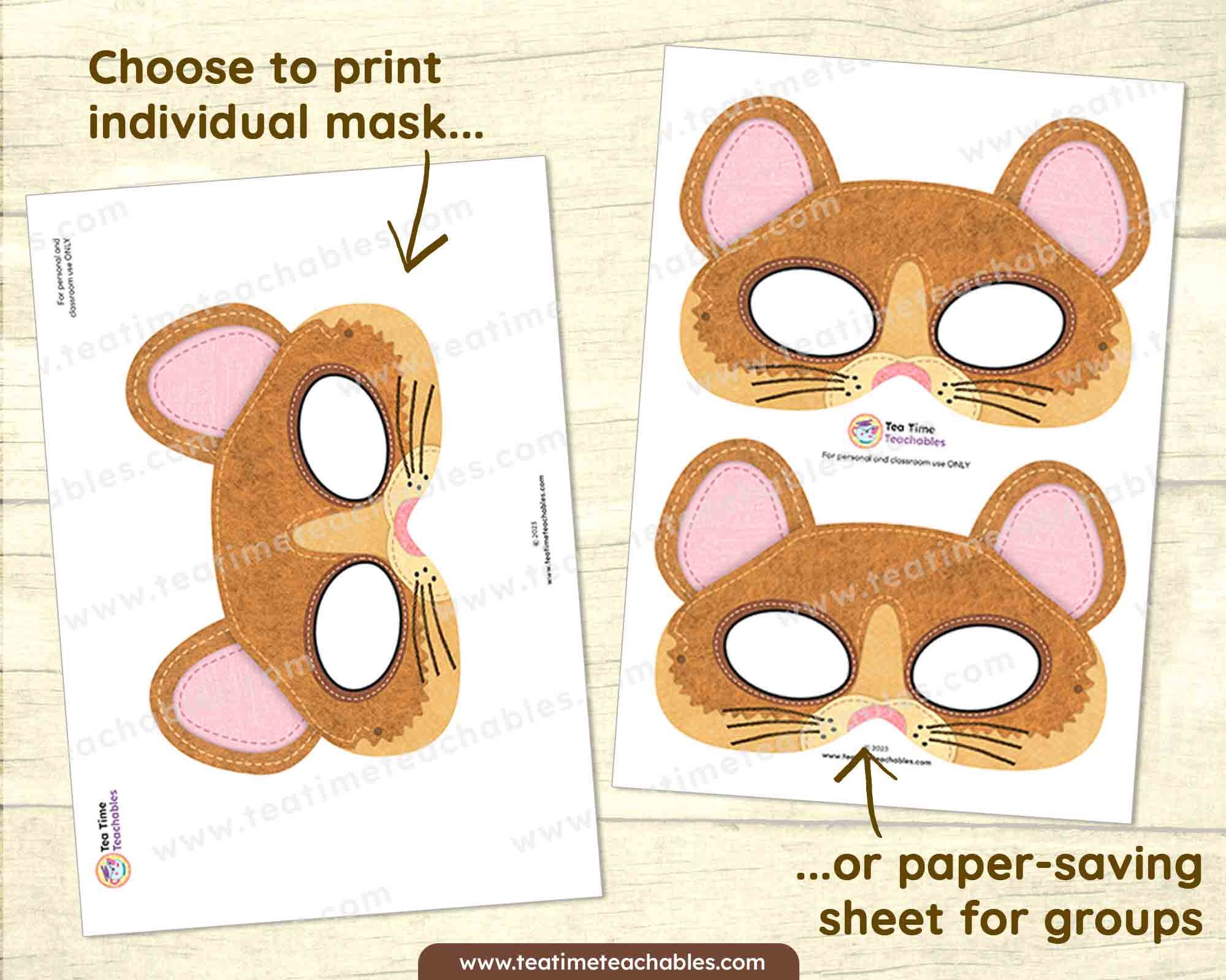 MOUSE Mask: Precolored and for Coloring Printable Mask for Kids PDF ...