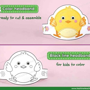 Printable CHICK Headband | Printable Crown Precolored & for Coloring ...