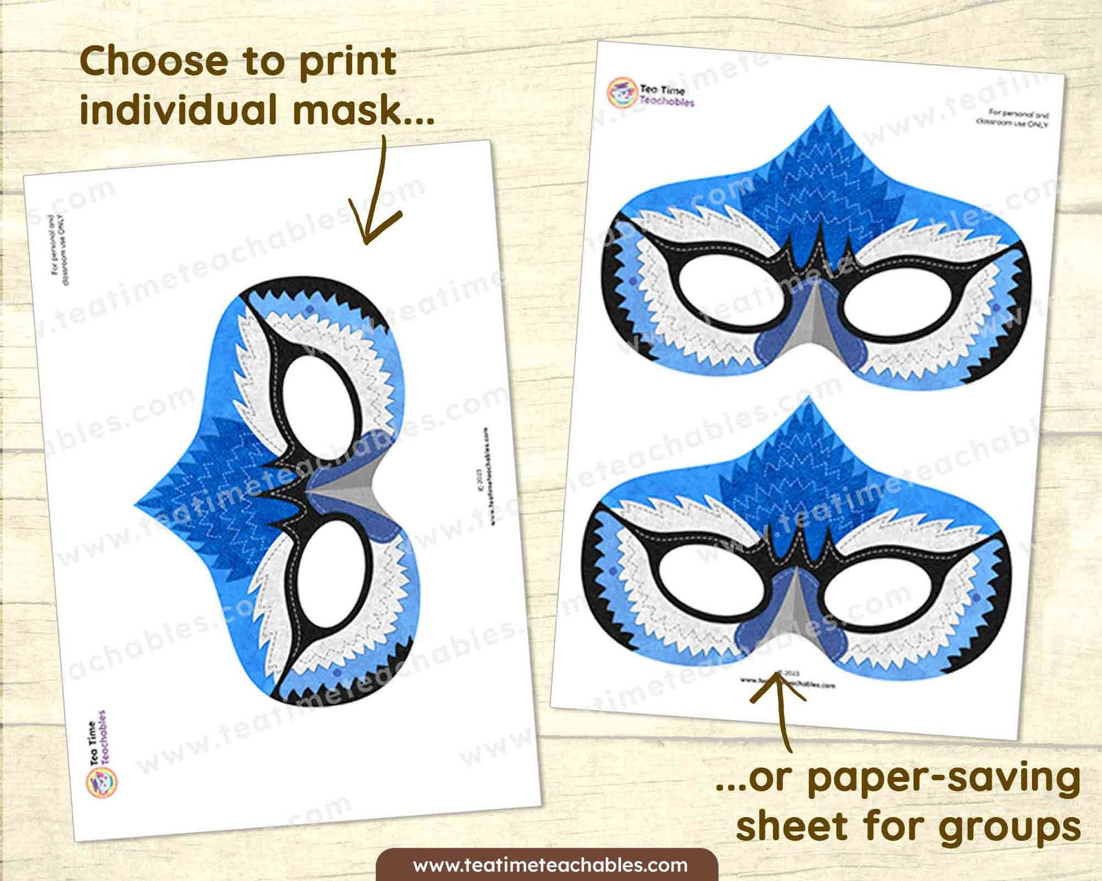 BLUE JAY Mask: Precolored and for Coloring - Printable Mask for Kids ...