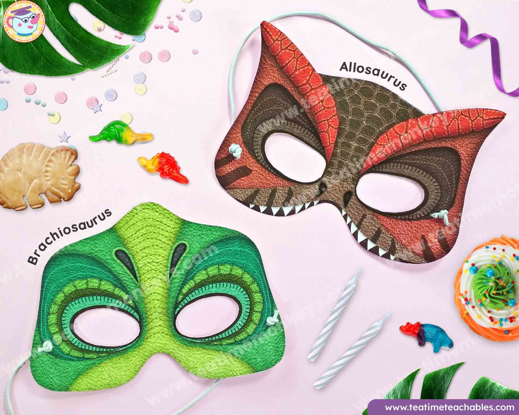 Dinosaur Masks for Kids: 10 Printable Precolored Costume Masks (PDF) - Etsy
