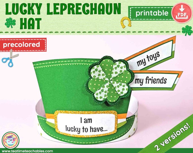 St. Patrick's Day Hat Crown Printable DIY Leprechaun Hat Craft Activity ...