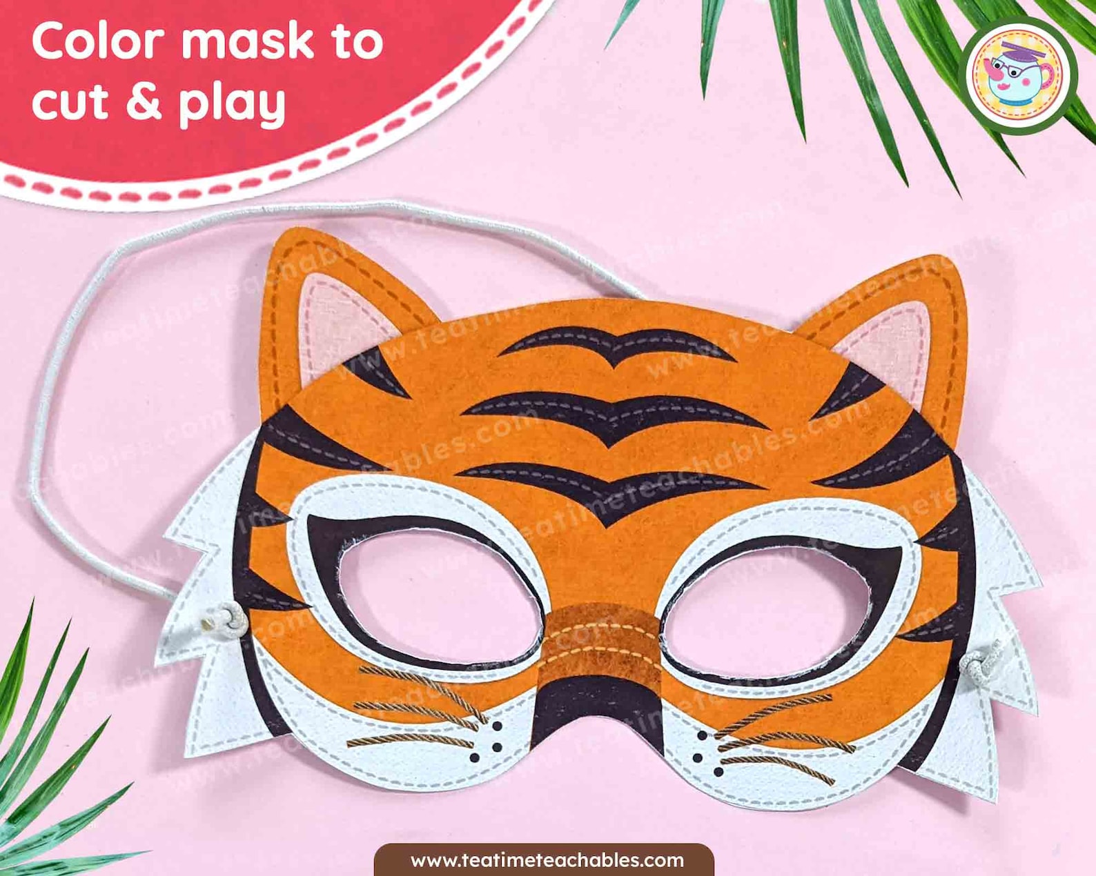 TIGER Mask: in Color and for Coloring - Printable Jungle Animals Mask ...