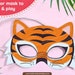 TIGER Mask: in Color and for Coloring Printable Jungle Animals Mask for ...