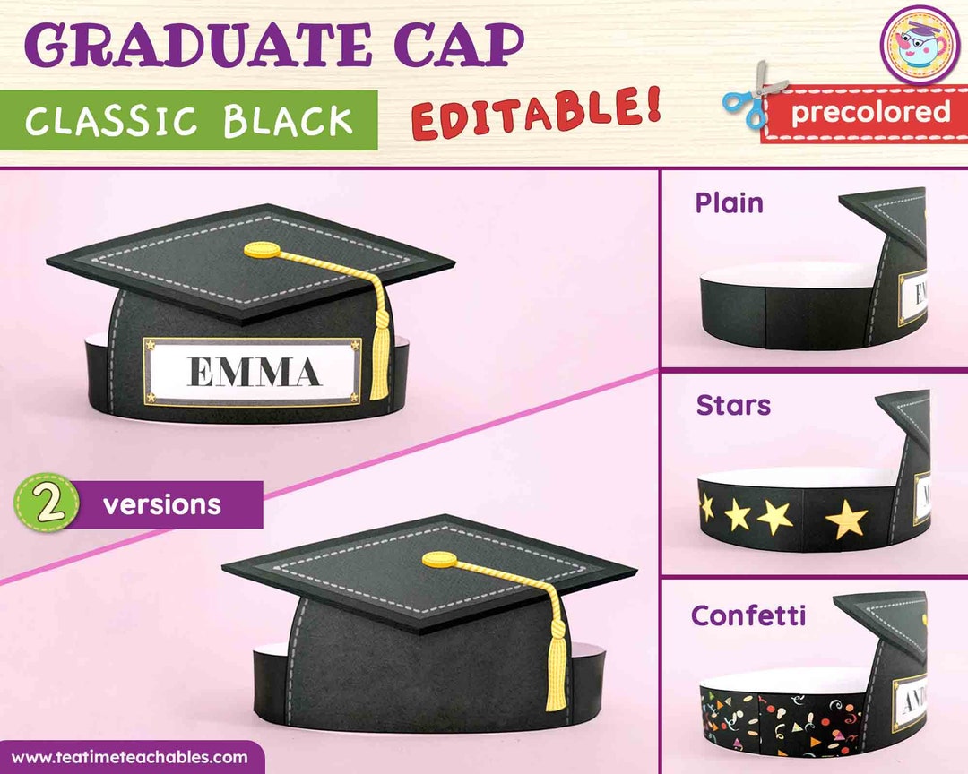 Printable GRADUATE CAP - Precolored Black | Preschool & Kindergarten ...