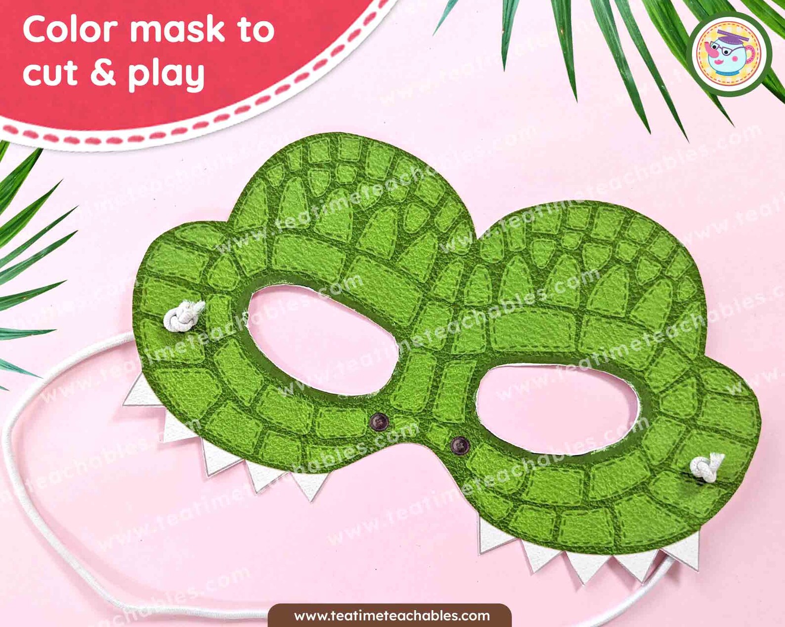 Crocodile Mask: Precolored & for Coloring, Jungle Animal Craft (PDF) - Etsy