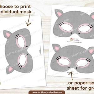 HIPPO Mask: Precolored and for Coloring- Printable Jungle Animals Mask ...