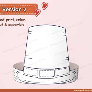 Printable Pilgrim Hat for Coloring - Easy Thanksgiving Craft for Kids ...