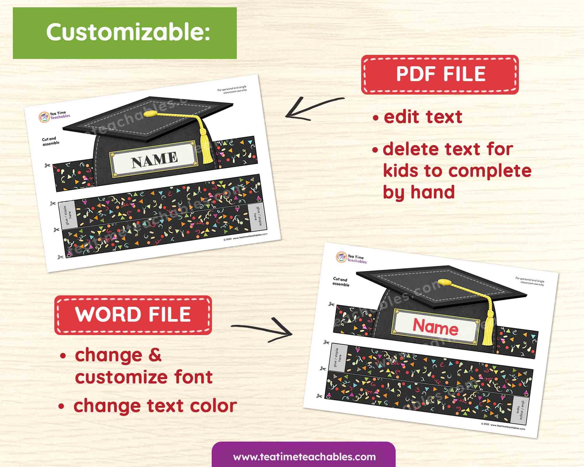 Printable GRADUATE CAP - Precolored Black | Preschool & Kindergarten ...