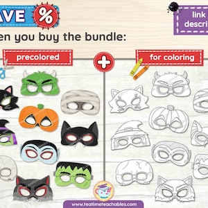 Halloween Masks for Kids: 10 Printable Masks to Color (PDF) - Halloween ...