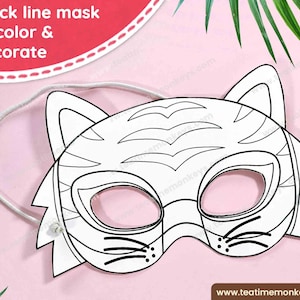 TIGER Mask: in Color and for Coloring Printable Jungle - Etsy