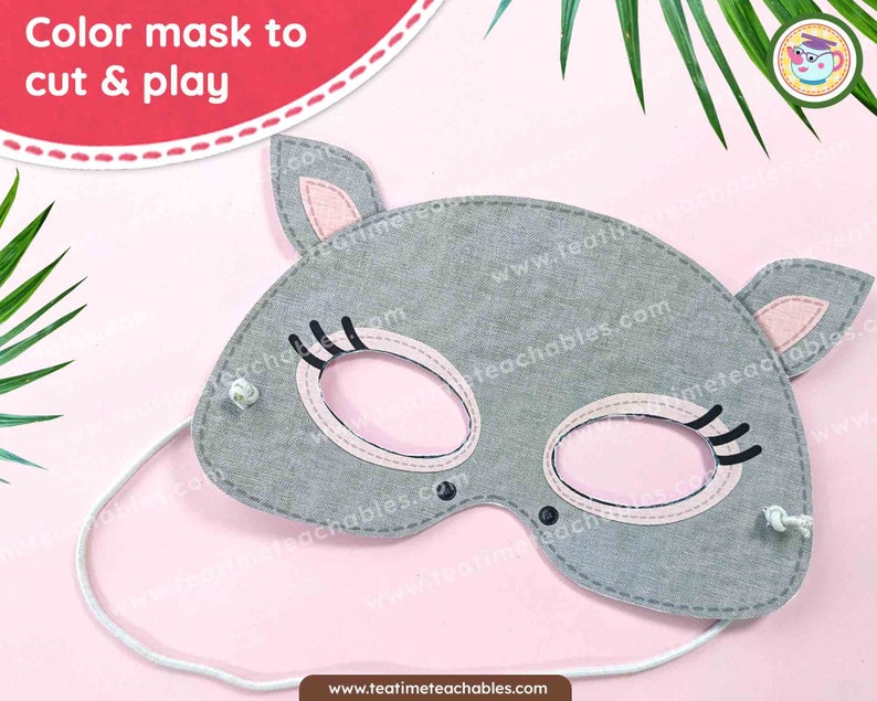 HIPPO Mask: Precolored and for Coloring- Printable Jungle Animals Mask ...