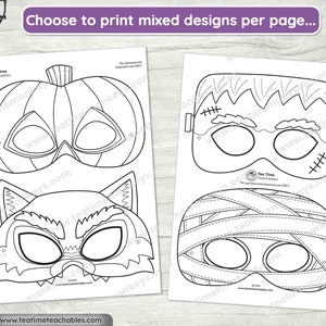 Halloween Masks for Kids: 10 Printable Masks to Color (PDF) - Halloween ...