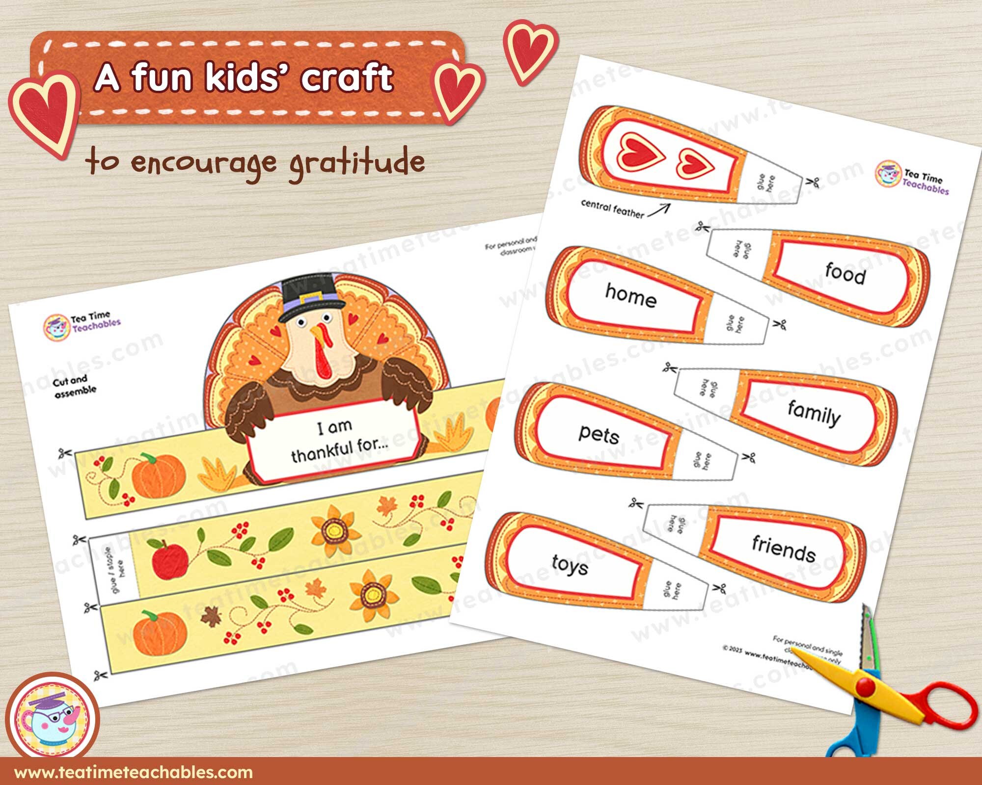 Thankful Turkey Crown for Kids | Precolored and Editable | PDF ...