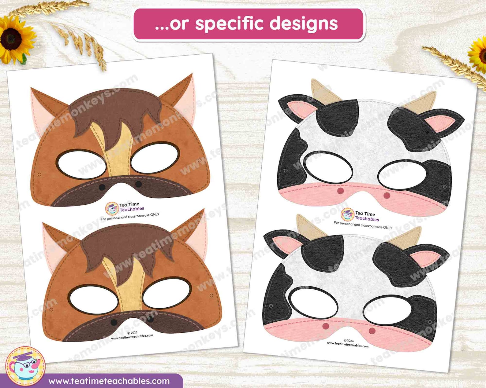 FARM ANIMALS Masks | Ten Printable Masks | Precolored | PDF | Costume ...