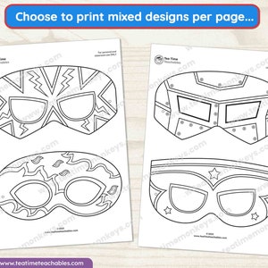 Superhero Masks for Kids: 10 Printable Masks & Wristbands to Color (PDF ...