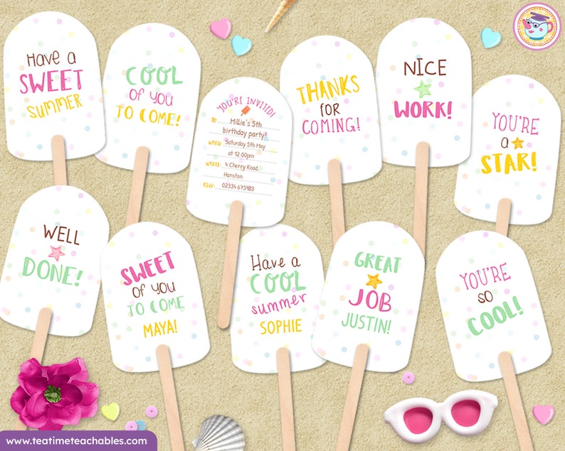 Popsicle Ice Pops CHEEKY CHOCOLATE Editable Kid's Party Favors, Party ...