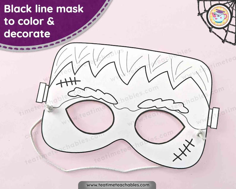 Printable Frankenstein Mask: Precolored & Coloring Halloween Craft (PDF ...