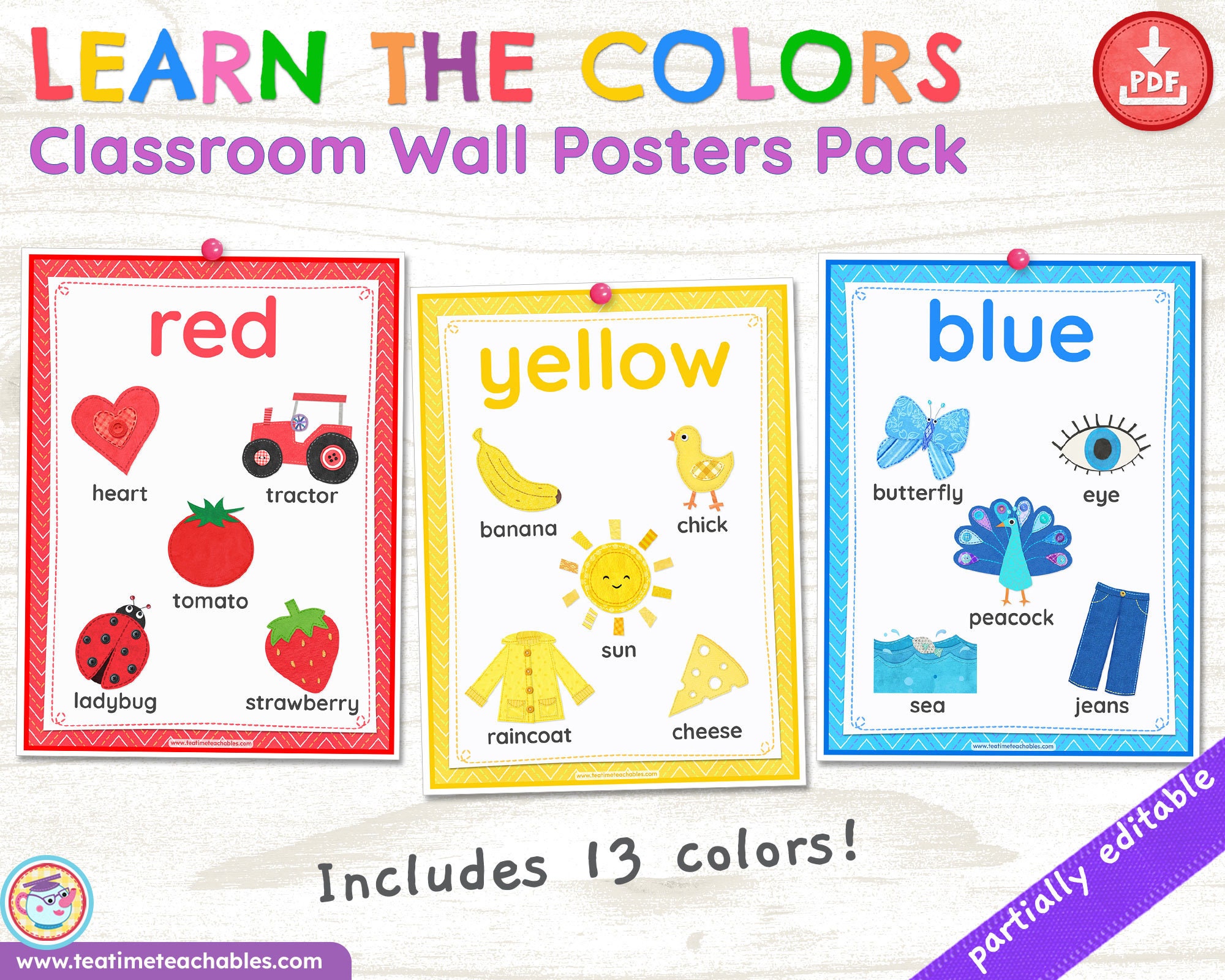 Learn the Colors | Pack of Classroom Wall Posters | PDF | Educational ...