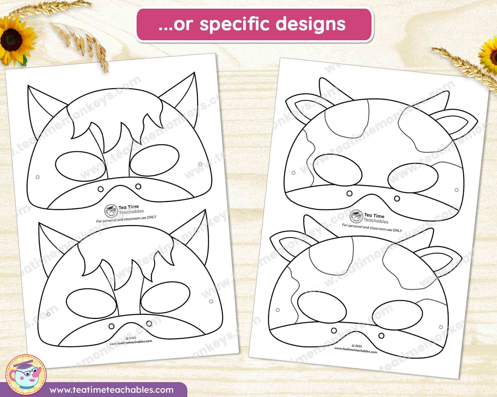 FARM ANIMALS Masks | Ten Printable Masks to Color and Decorate | PDF ...