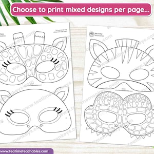 JUNGLE ANIMALS Masks for Kids - Ten Printable Masks to Color - PDF ...