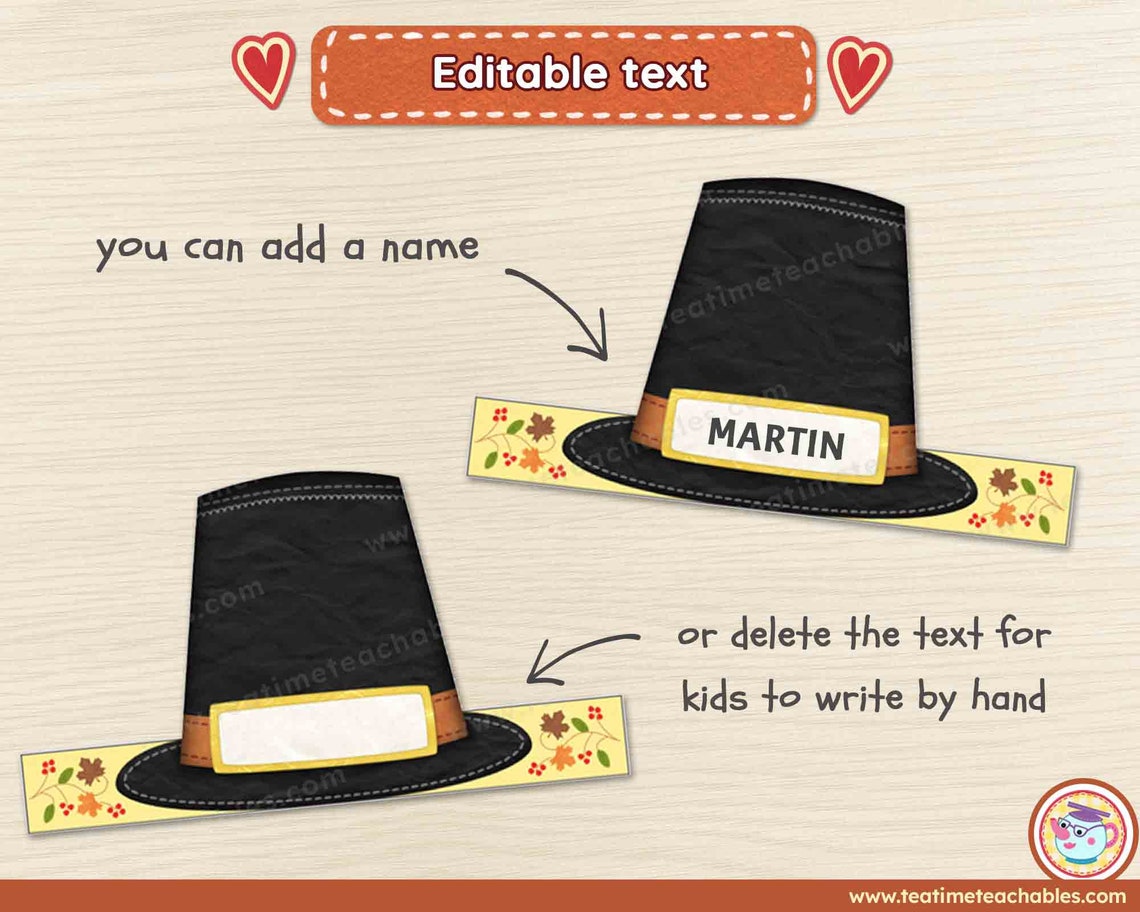 Printable Pilgrim Hat BUNDLE: Pre-colored and for Coloring | Easy ...