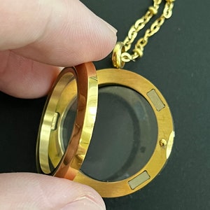 Large Gold Floating Locket Necklace: 30mm Glass Keepsake - Etsy