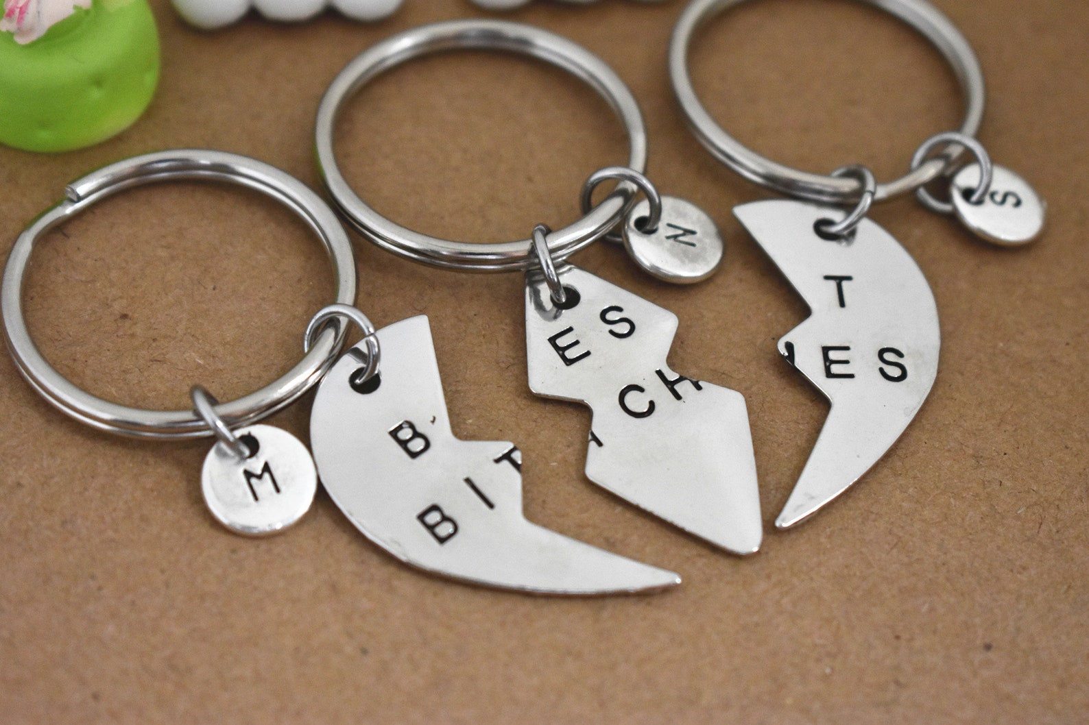 Personalized 3 Best Friends Keychains Best Bitches Kechains - Etsy