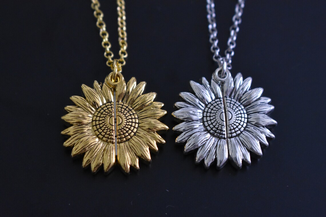 Custom Mother Daughter Picture Necklace Sunflower Locket - Etsy