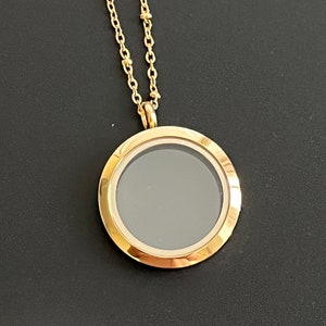 Large Gold Floating Locket Necklace: 30mm Glass Keepsake - Etsy