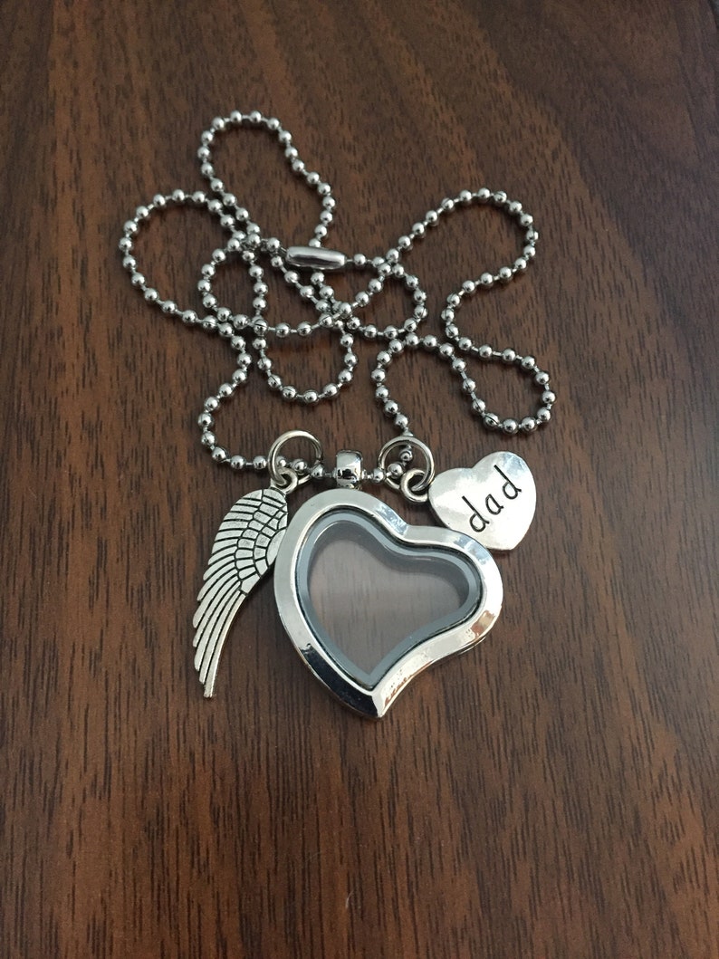 Loss of Dad, Floating Glass Hair Locket, Ashes, Photo Locket, Father ...