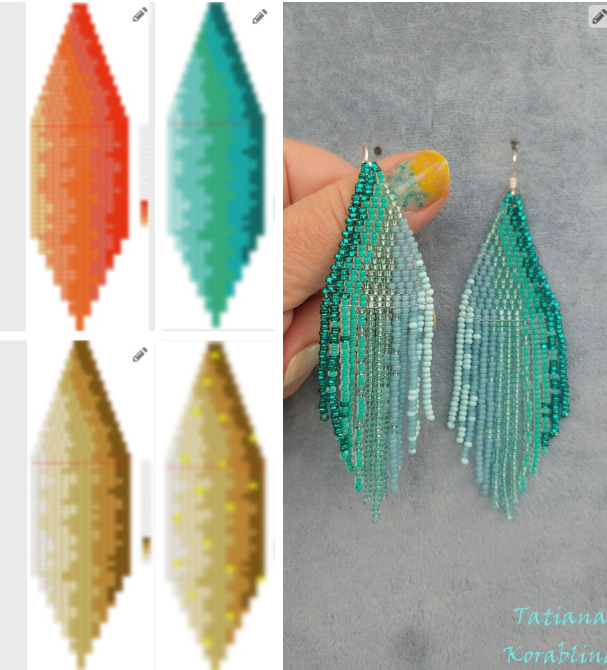 Brick Stitch Pattern for Seed Bead Earrings Digital Pdfpattern Beading ...