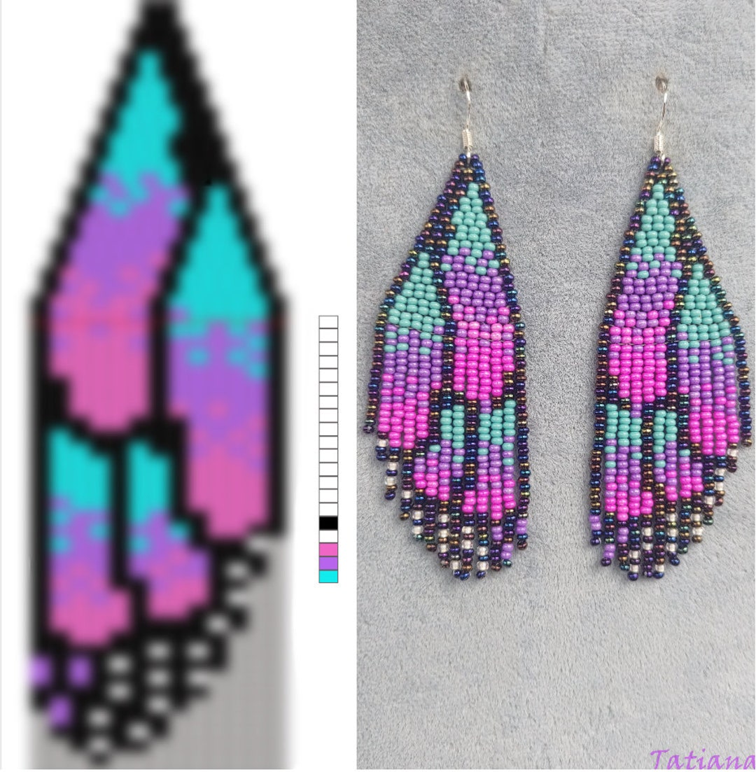 Brick Stitch Pattern for Seed Bead Earrings Digital PDF Pattern Beading ...