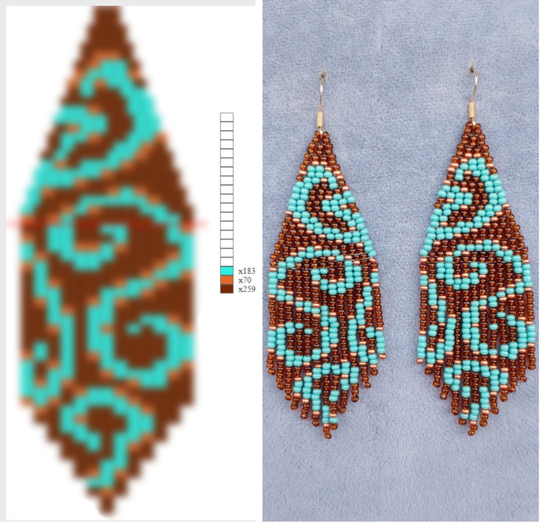 Brick Stitch Pattern for Seed Bead Earrings Digital PDF Pattern Beading ...