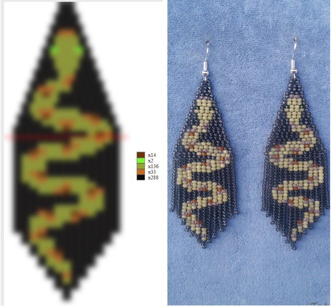 Brick Stitch Pattern for Seed Bead Earrings Digital PDF Pattern Beading ...