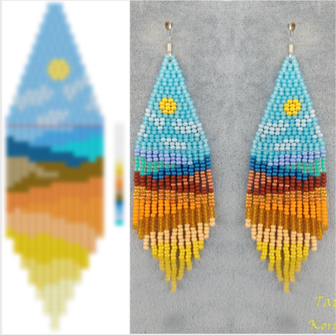 Brick Stitch Pattern for Seed Bead Earrings Digital Pdfpattern Beading ...