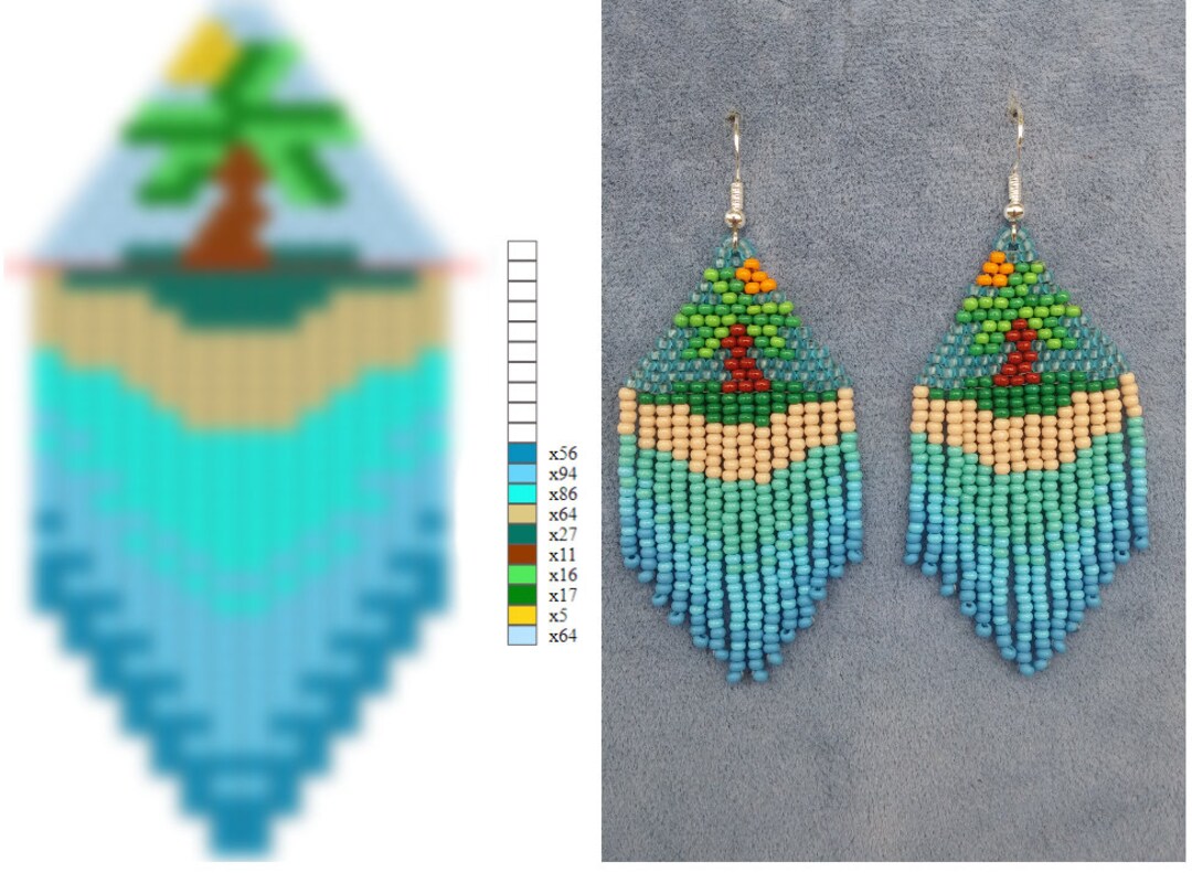 Brick Stitch Pattern for Seed Bead Earrings Digital Pdfpattern Beading ...