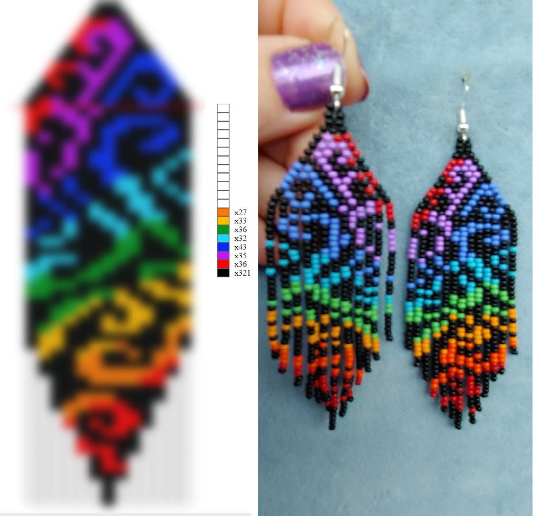 Brick Stitch Pattern for Seed Bead Earrings Digital PDF Pattern Beading ...
