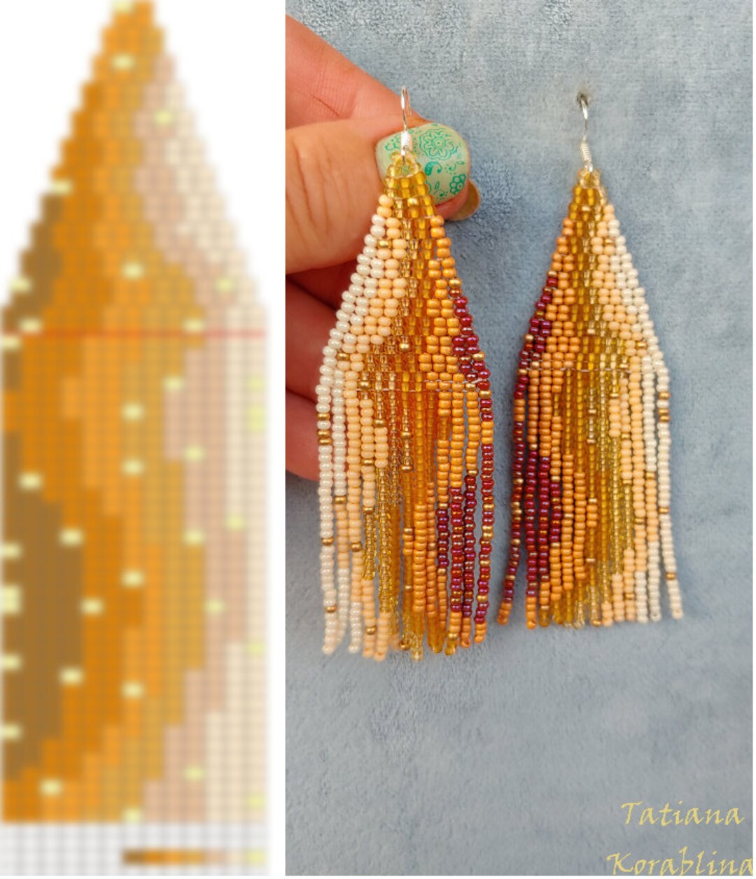Brick Stitch Pattern for Seed Bead Earrings Digital Pdfpattern - Etsy