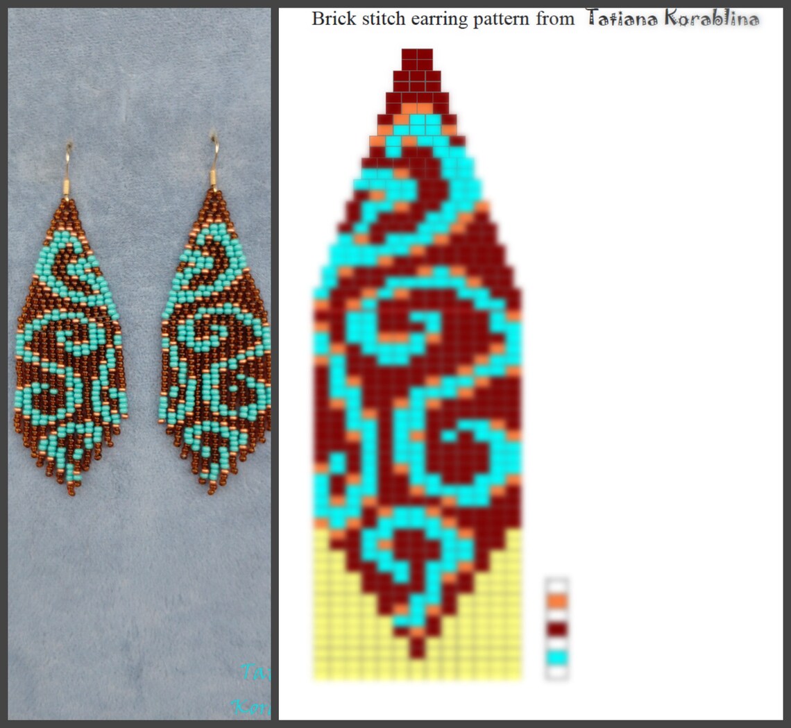 Brick Stitch Pattern for Seed Bead Earrings Digital PDF | Etsy
