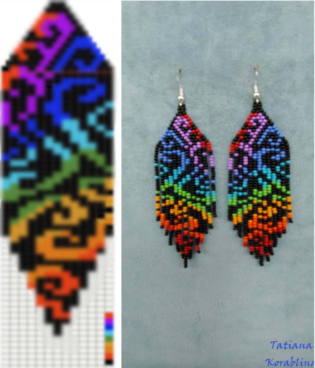 Brick Stitch Pattern for Seed Bead Earrings Digital PDF - Etsy
