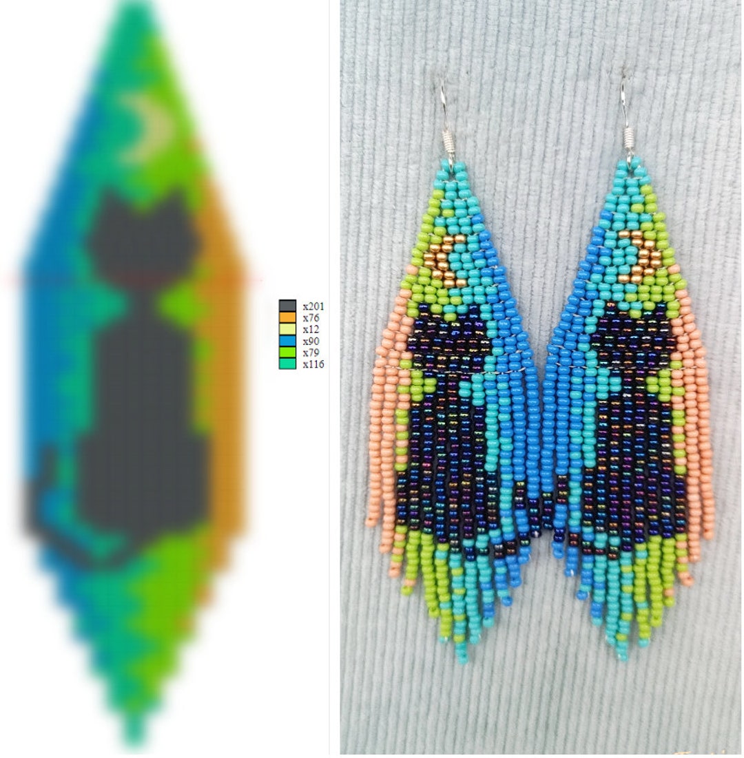 Brick Stitch Pattern for Seed Bead Earrings Digital PDF Pattern Beading ...