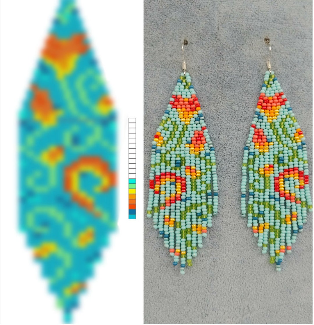 Brick Stitch Pattern for Seed Bead Earrings Digital PDF Pattern Beading ...