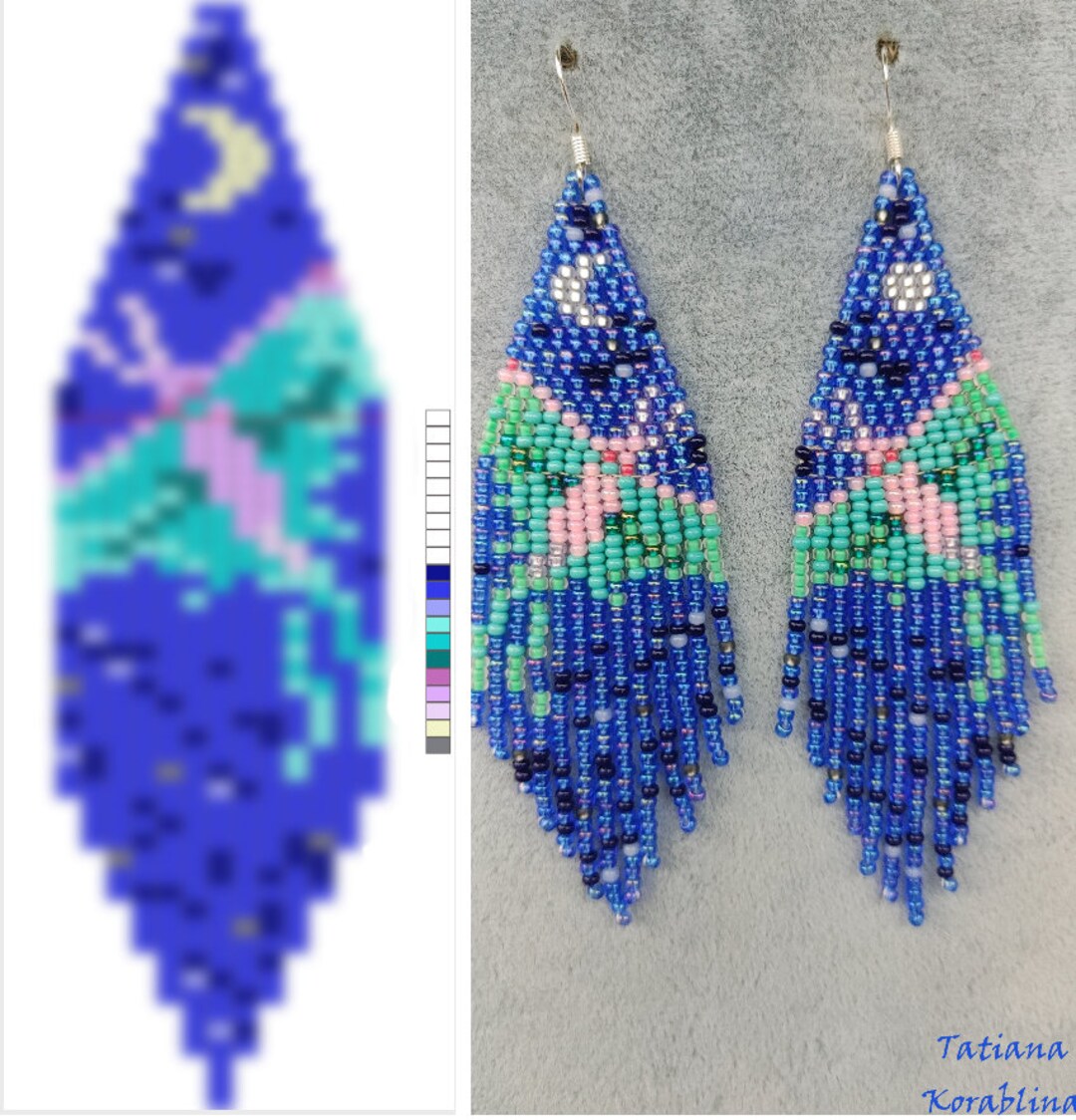Brick Stitch Pattern for Seed Bead Earrings Digital PDF Pattern Beading ...