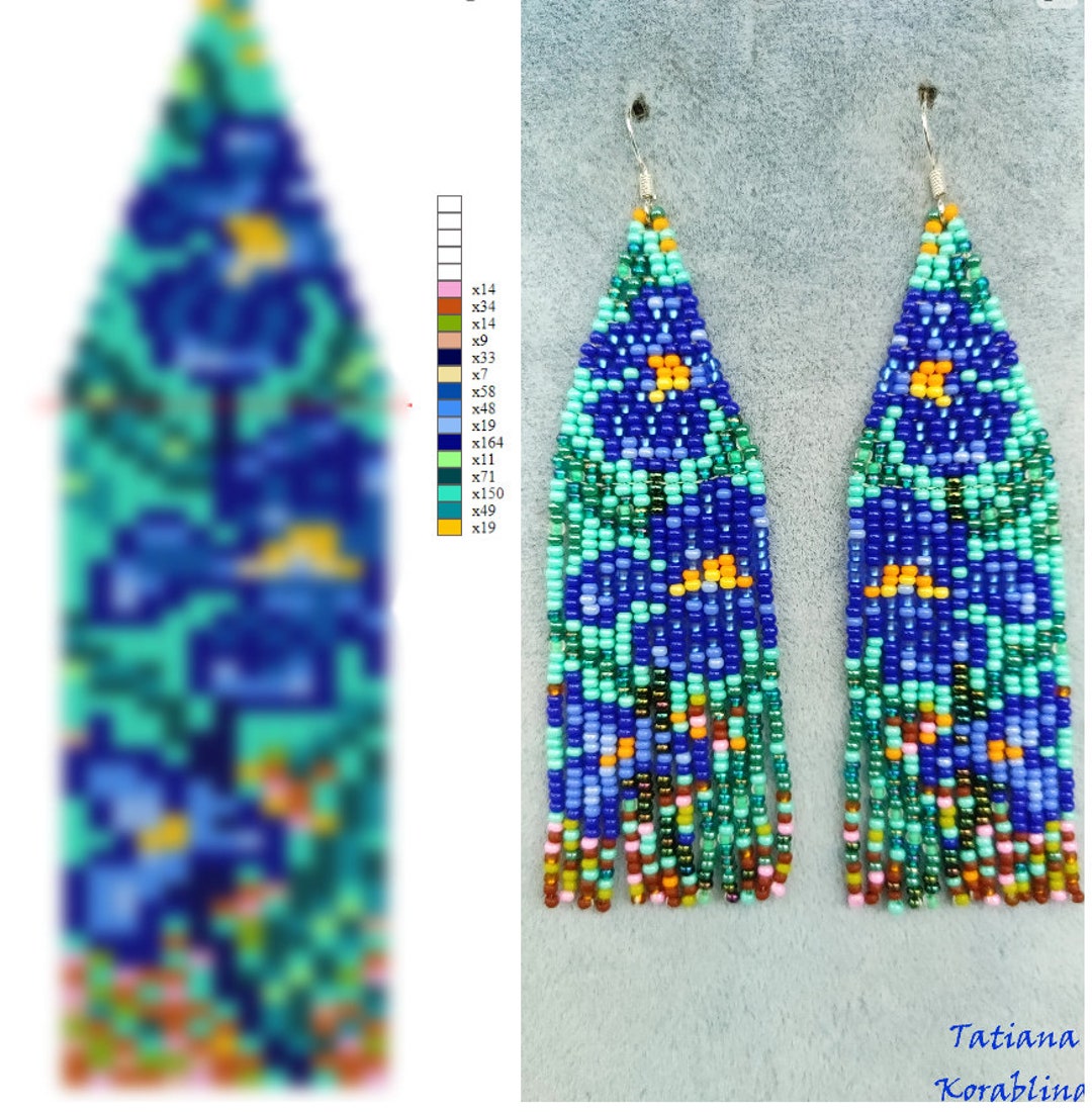Brick Stitch Pattern for Seed Bead Earrings Digital Pdfpattern Beading ...