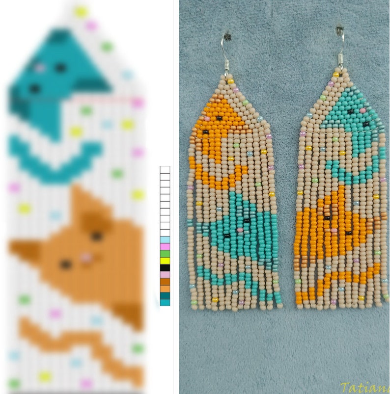 Brick Stitch Pattern for Seed Bead Earrings Digital PDF - Etsy