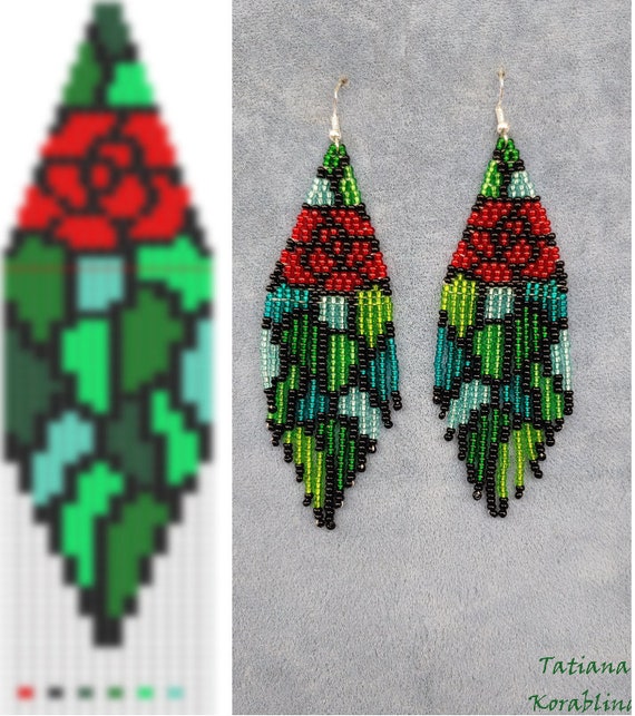 Brick Stitch Pattern for Seed Bead Earrings Digital PDF - Etsy