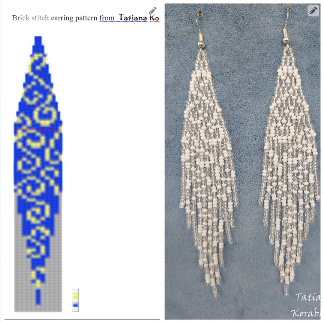 Brick Stitch Pattern for Seed Bead Earrings Digital PDF - Etsy