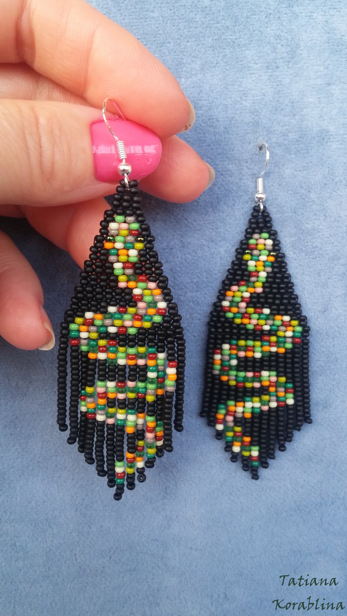 Brick Stitch Pattern for Seed Bead Earrings Digital PDF Pattern Beading ...