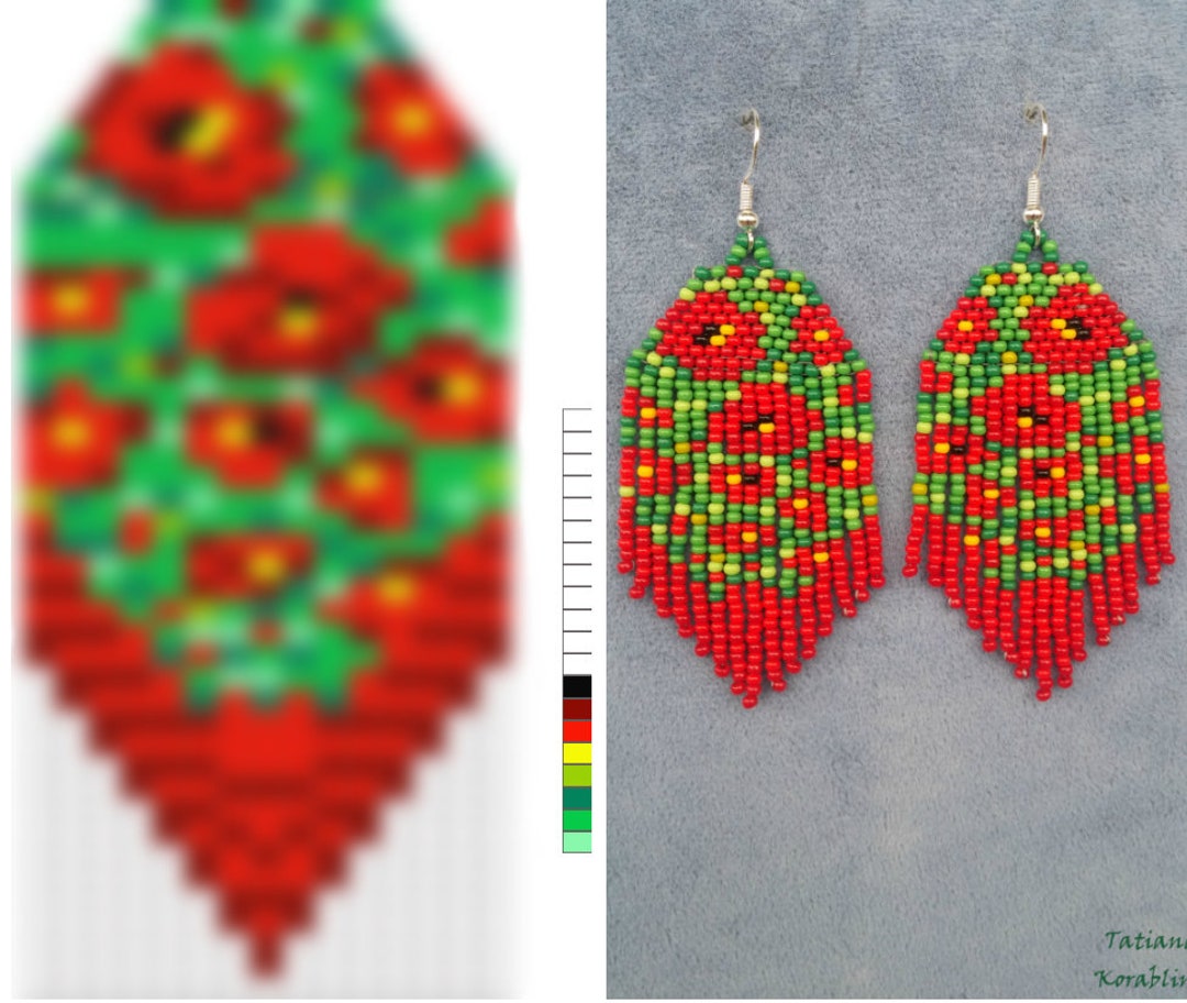 Brick Stitch Pattern for Seed Bead Earrings Digital PDF Pattern Beading ...