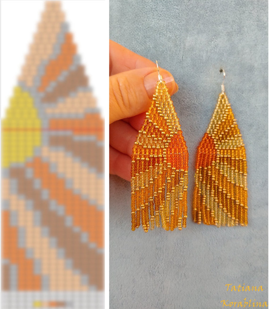 Brick Stitch Pattern for Seed Bead Earrings Digital Pdfpattern - Etsy